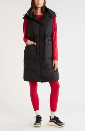 Zella Solstice Longline Puffer Vest - Black