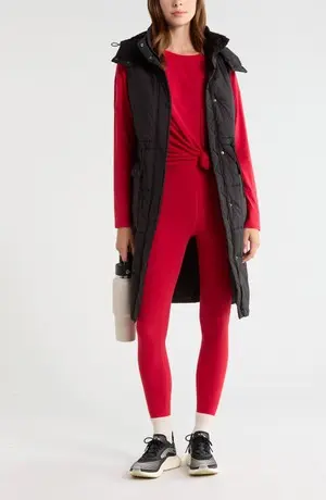 Zella Solstice Longline Puffer Vest - Black