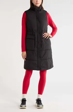 Zella Solstice Longline Puffer Vest - Black
