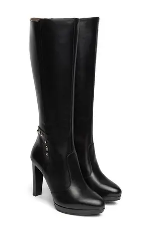 NEROGIARDINI Studded Platform Tall Boot - Black