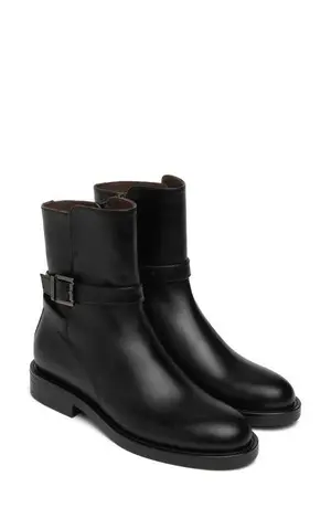 NEROGIARDINI Buckle Leather Bootie - Black