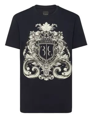 BILLIONAIRE T-shirt Round Neck Ss Crest Baroque - Darkblue