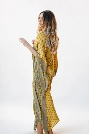 SUN CHILD Long Caftan Sparkle - Yellow