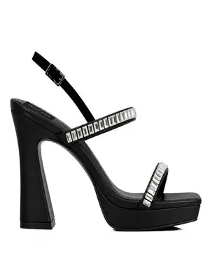 Philipp Plein Nappa High Heels Sandals Crystal Castons