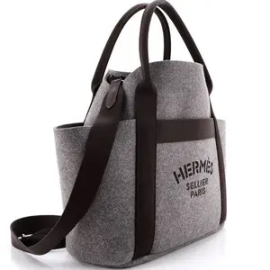Hermès Sac De Pansage Groom Handbag Felt - Grey
