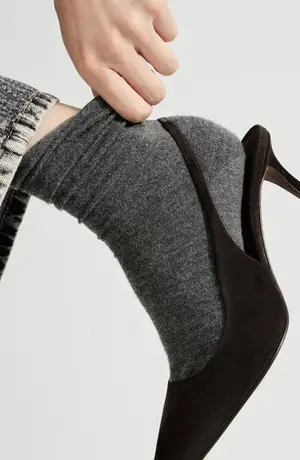 Brunello Cucinelli Stretch Cashmere Knit Socks - Anthracite