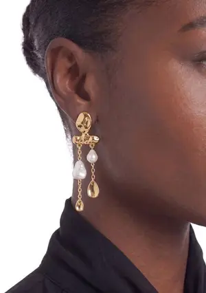 AREA STARS Fariha Pearl Teardrop Earrings