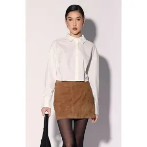 Walter Baker Sidney Suede Leather Skirt - Brown