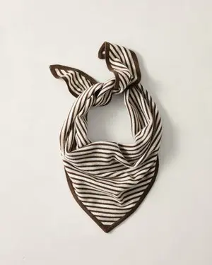 HAVEN WELL WITHIN Wool And Cashmere Striped Triangle Scarf - Deep Mocha Multi
