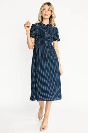 BALTIC BØRN Dottie Striped Midi Dress - Navy