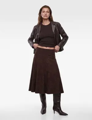 Koton Floral A-line Midi Skirt - Black