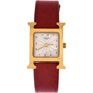 Hermès Heure H Quartz Watch Plated Metal And Leather 21