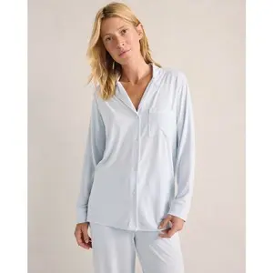 HAVEN WELL WITHIN Calm & Cool Notch Collar Long Sleeve Pajama Top - Breeze