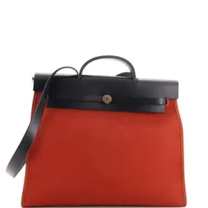 Hermès Herbag Zip Leather And Toile 39 - Brown