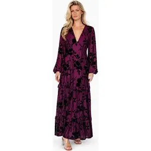 BALTIC BØRN Liana Velvet Embossed Maxi Dress - Mulberry