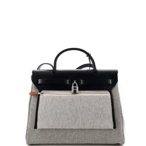 Hermès Herbag Zip Criss Viking Toile And Leather 31 - Black
