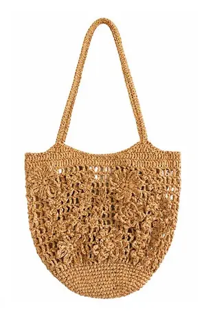 BRUNNA.CO Phillipa Hand-crocheted Floral Raffia Tote Bag