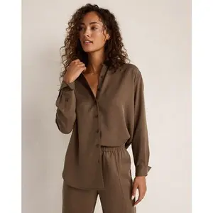 HAVEN WELL WITHIN The Daily Shirt In Drapey Twill - Deep Mocha