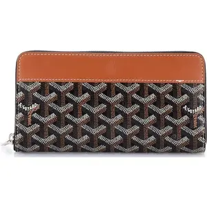 Goyard Matignon Zip Wallet Coated Canvas With Leather - Brown