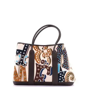 Hermès Electrique Garden Party Tote Printed Toile And Leather 36 - Brown