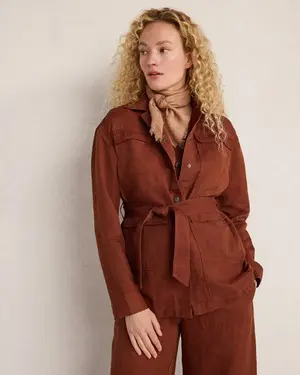 HAVEN WELL WITHIN Linen Blend Dobby Field Jacket - Red Oak