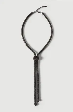 Brunello Cucinelli Precious Leather Bolo Tie - Lignite Grey