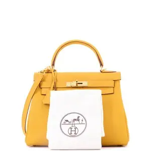 Hermès Kelly Handbag Togo With Gold Hardware 28 - Yellow