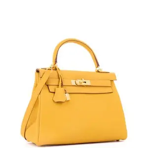 Hermès Kelly Handbag Togo With Gold Hardware 28 - Yellow