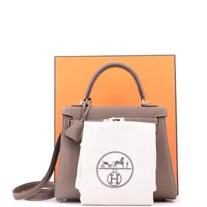 Hermès Kelly Handbag Togo With Palladium Hardware 25 - Grey