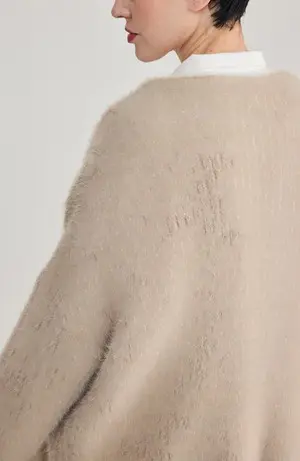 LUUKAA Juliette Shaggy Knit Sweater - Beige