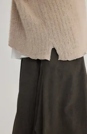 LUUKAA Juliette Shaggy Knit Sweater - Beige