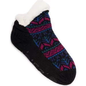 MUK LUKS 1 Pair Pack Shortie Cabin Socks - Ebony Multi