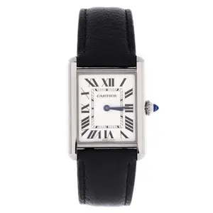 CARTIER Must De Tank Quartz Watch Stainless Steel And Leather 25 - Black