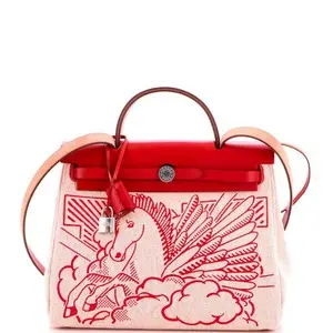Hermès Herbag Zip Pegase Pop Toile And Leather 31 - Red
