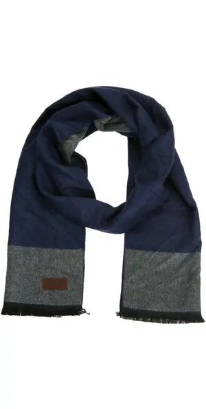 MIO MARINO Cashmere-feel Cotton Patterned Scarf Blue/gray