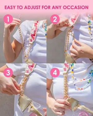 PACKED PARTY With Envy Confetti Adjustable Belt Bag Strap48-inch Gold Chain With Confetti Vegan Leather For Cooper And Stadium Clear