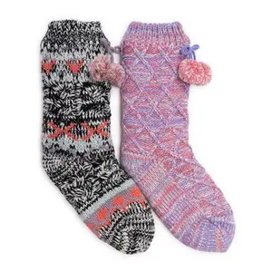 MUK LUKS 2 Pair Pack Tall Cabin Socks - Ebony Multi