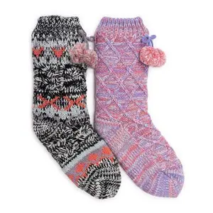 MUK LUKS 2 Pair Pack Tall Cabin Socks - Ebony Multi