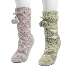 MUK LUKS 2 Pair Pack Tall Cabin Socks - Sage Multi