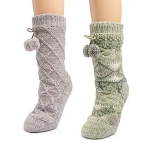 MUK LUKS 2 Pair Pack Tall Cabin Socks - Sage Multi