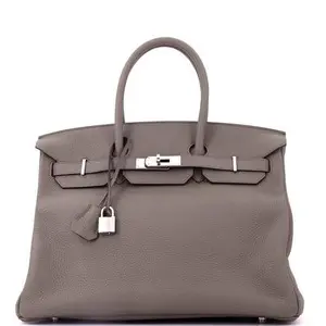 Hermès Birkin Handbag Clemence With Palladium Hardware 35 - Grey