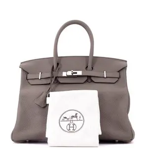 Hermès Birkin Handbag Clemence With Palladium Hardware 35 - Grey
