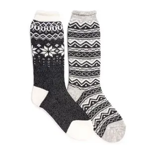 MUK LUKS 2 Pair Pack Tall Heat Retainer Boot Socks - Ebony