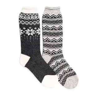 MUK LUKS 2 Pair Pack Tall Heat Retainer Boot Socks - Ebony