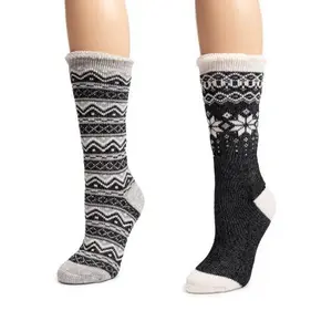 MUK LUKS 2 Pair Pack Tall Heat Retainer Boot Socks - Ebony
