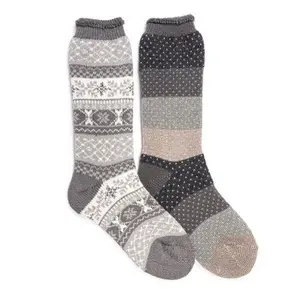 MUK LUKS 2 Pair Pack Tall Heat Retainer Boot Socks - Grey/blush