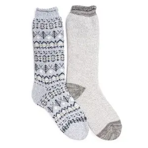 MUK LUKS 2 Pair Pack Tall Heat Retainer Boot Socks - Washed Denim