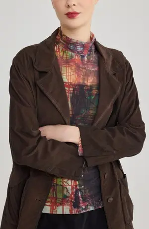 LUUKAA Pauline Buttoned Velvet Jacket - Brown