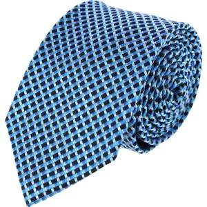 Trafalgar Jazzy S Checked Business Silk Necktie - Blue