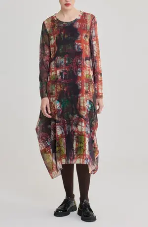 LUUKAA Aurore Printed Mesh Dress - Multi-brown